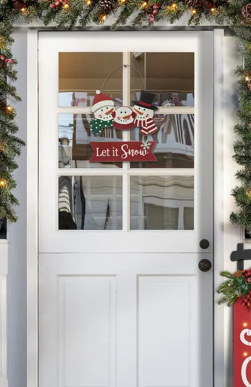 GLITZHOME Wooden Christmas Snowman Family Wall Decor