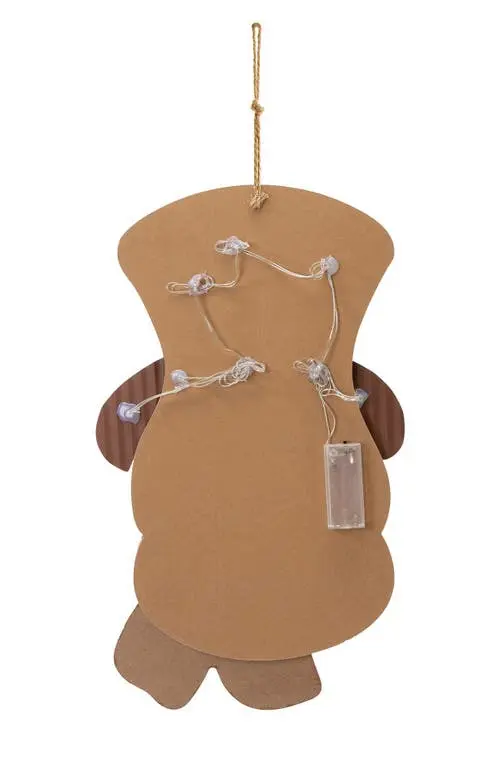 GLITZHOME 19"h Lighted 3d Wooden Metal Snowman Wall Decor