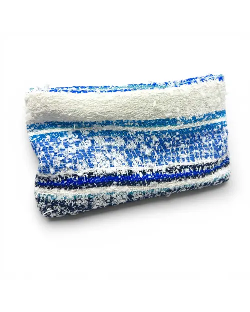 C. GRASSI Deadstock Series Bouclé Clutch - Blue/white/and Black