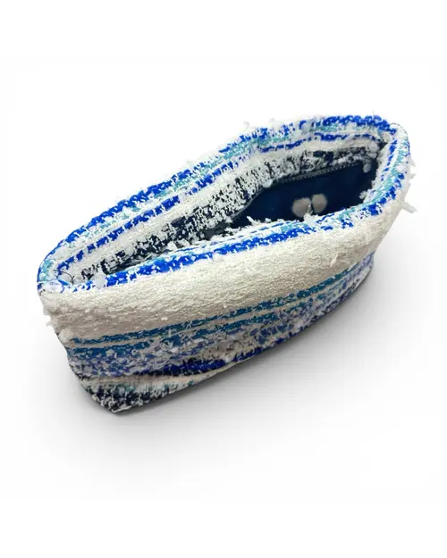 C. GRASSI Deadstock Series Bouclé Clutch - Blue/white/and Black