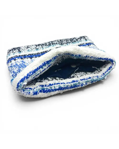 C. GRASSI Deadstock Series Bouclé Clutch - Blue/white/and Black