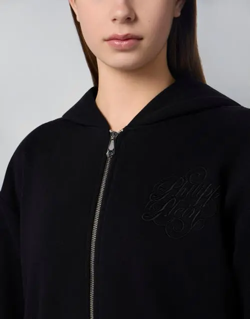 Philipp Plein Zip-up Hoodie With Rhinestone Embellishments
