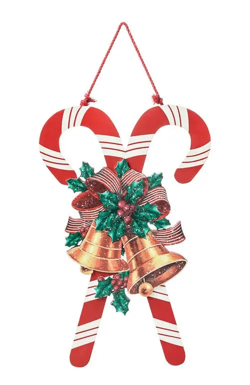 GLITZHOME 20"h Wooden Christmas Candy Cane Wall Decor