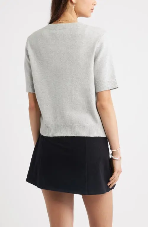 Bp. Short Sleeve Crewneck Cardigan - Grey Soft Heather
