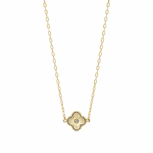 BOWOOD LANE Arden Clover Necklace With Cubic Zirconia