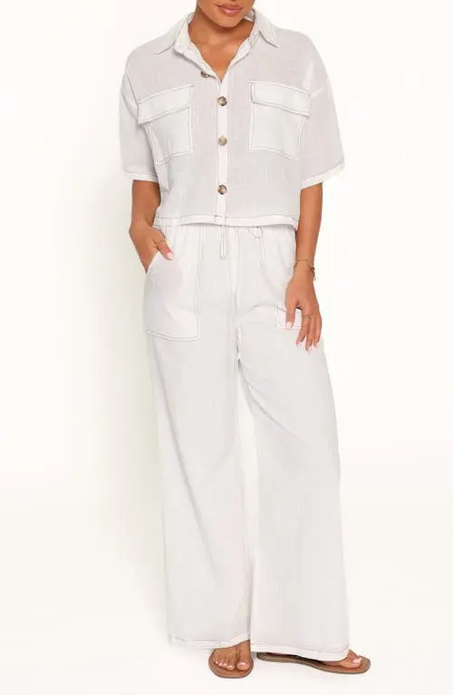PETAL & PUP Cotton Wide Leg Pants With Contrast Stitching