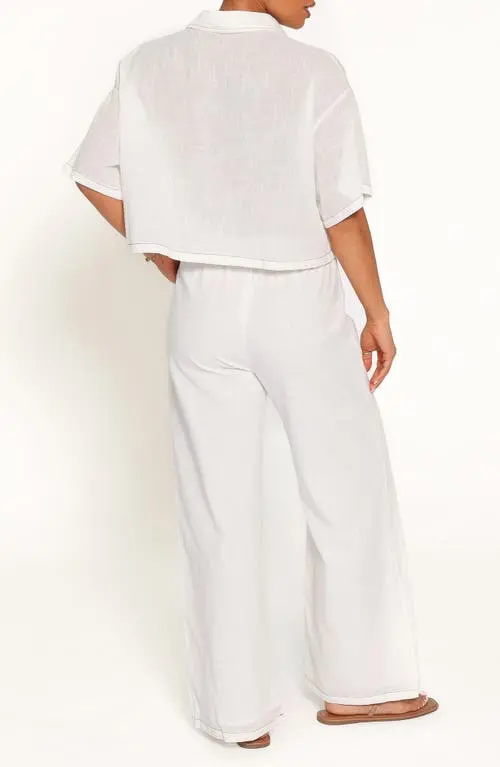 PETAL & PUP Cotton Wide Leg Pants With Contrast Stitching