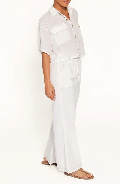 PETAL & PUP Cotton Wide Leg Pants With Contrast Stitching