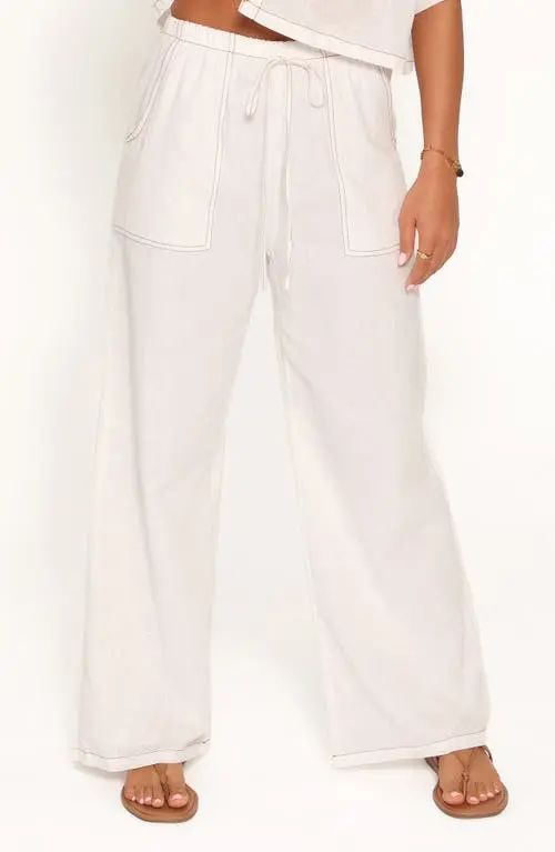 PETAL & PUP Cotton Wide Leg Pants With Contrast Stitching