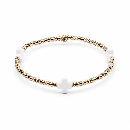 BOWOOD LANE 14k Gold Filled Halo Cross Bracelet - White