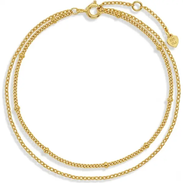 IN SEASON JEWELRY Layered Satellite And Curb Chain Bracelet In 14k Plated Sterling Silver