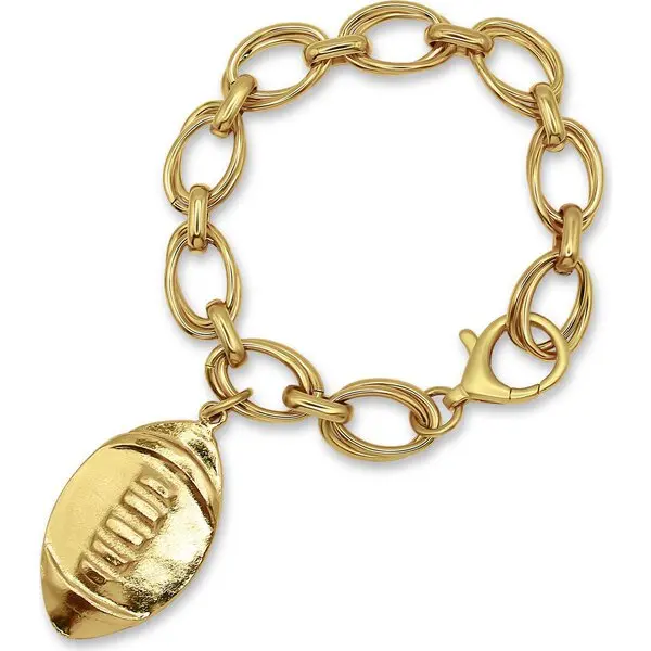 BOWOOD LANE 14k Ceramic Plated Football Charm Link Bracelet