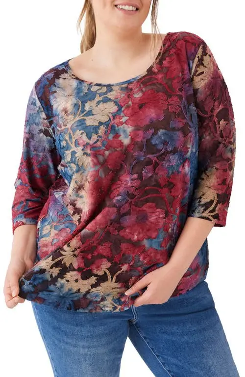 Karen Kane Floral Burnout Shirttail Top
