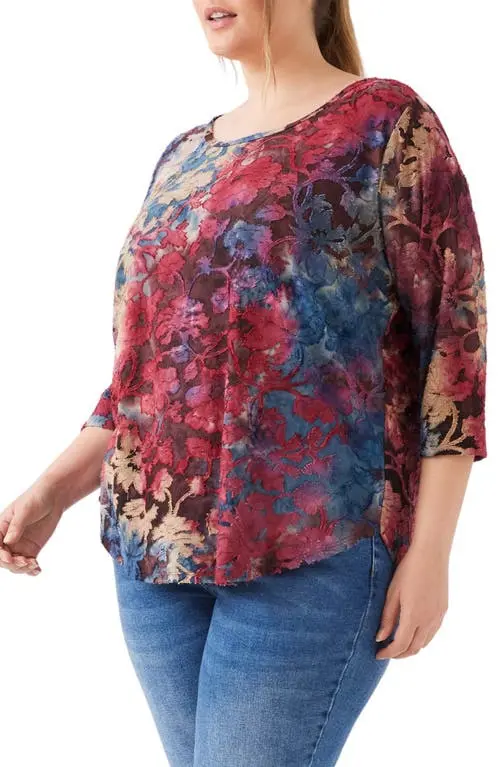 Karen Kane Floral Burnout Shirttail Top