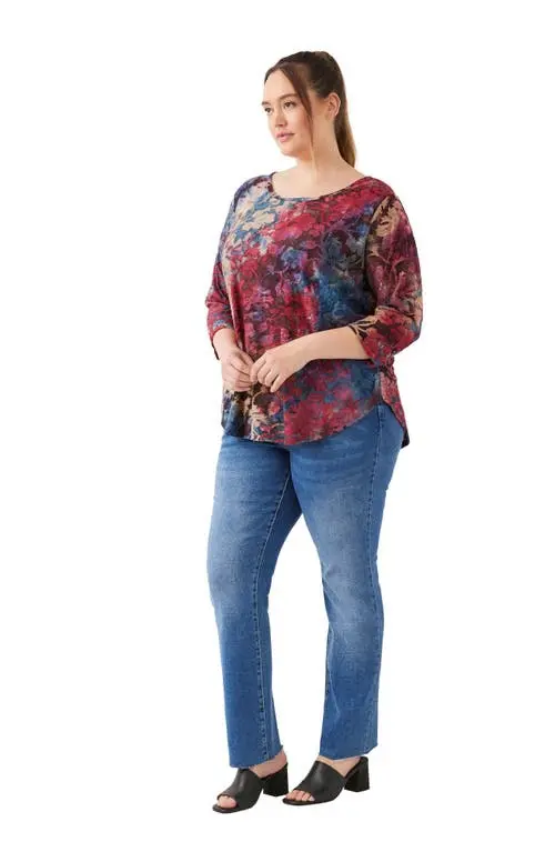 Karen Kane Floral Burnout Shirttail Top