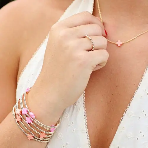 BOWOOD LANE Halo Cross Bracelet With 14k Gold-filled Beads
