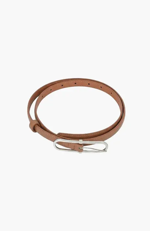 MODENAIRE Minimalist Oval Buckle Leather Belt - Bronze