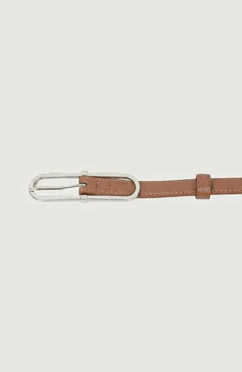 MODENAIRE Minimalist Oval Buckle Leather Belt - Bronze