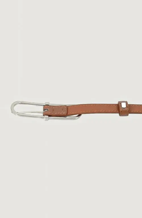 MODENAIRE Minimalist Oval Buckle Leather Belt - Bronze