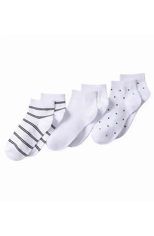 LANDS' END 3-pack Cotton Quarter Socks - White-navy
