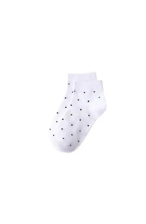 LANDS' END 3-pack Cotton Quarter Socks - White-navy