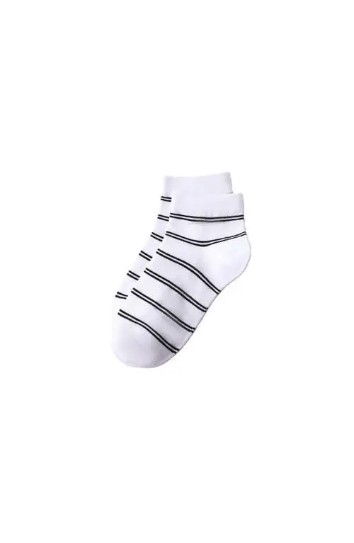 LANDS' END 3-pack Cotton Quarter Socks - White-navy