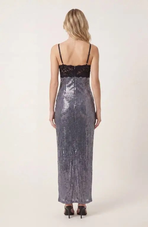 MODENAIRE Sequin Lace Bustier Maxi Dress
