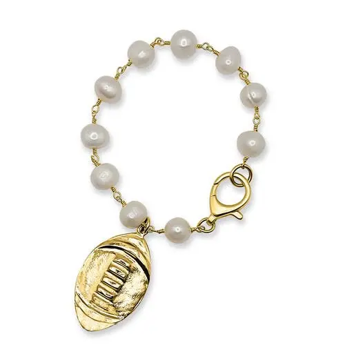 BOWOOD LANE Freshwater Pearl And Football Charm Bracelet - Gold
