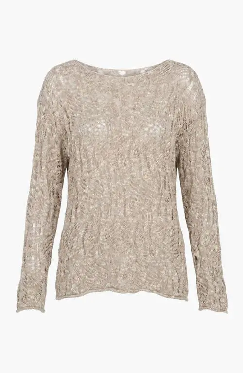 MODENAIRE Open Knit Pullover Sweater - Gray