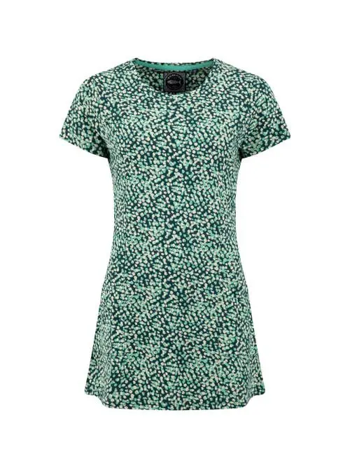 WEIRD FISH Printed Jersey Slub Tunic Top - Deep Teal