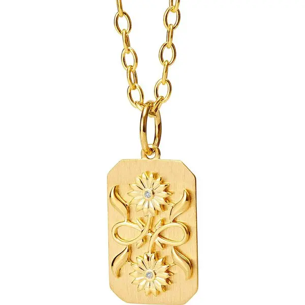 SYNA JEWELS Cerez Sunflower Emblem Pendant In 18k Yellow With Diamonds