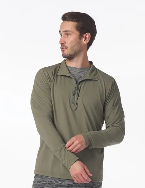 GLYDER Tahoe Quarter Zip Long Sleeve Top - Moss