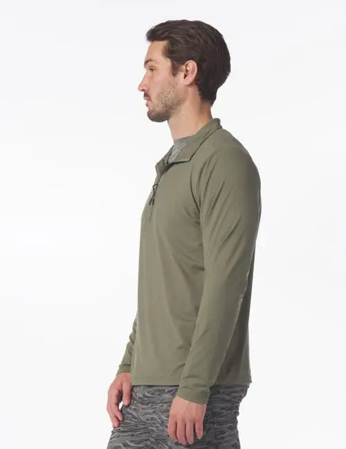 GLYDER Tahoe Quarter Zip Long Sleeve Top - Moss