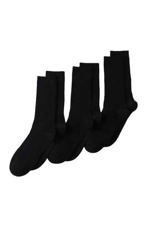 LANDS' END 3-pack Cotton Core Crew Socks - Black