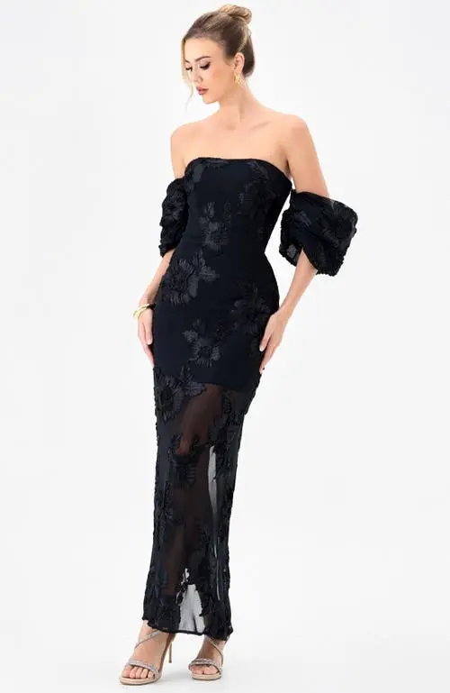 BARIANO Sirenne Puff Sleeve Off-shoulder Midaxi Dress