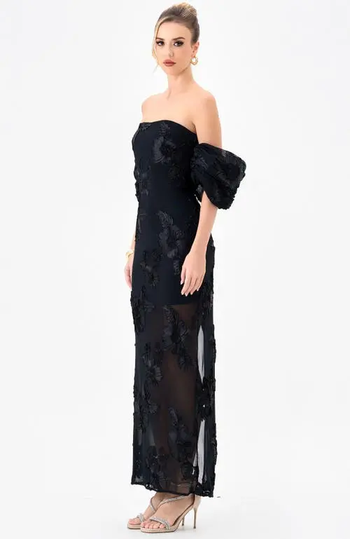 BARIANO Sirenne Puff Sleeve Off-shoulder Midaxi Dress