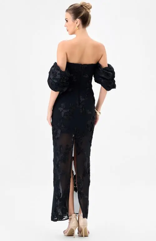 BARIANO Sirenne Puff Sleeve Off-shoulder Midaxi Dress