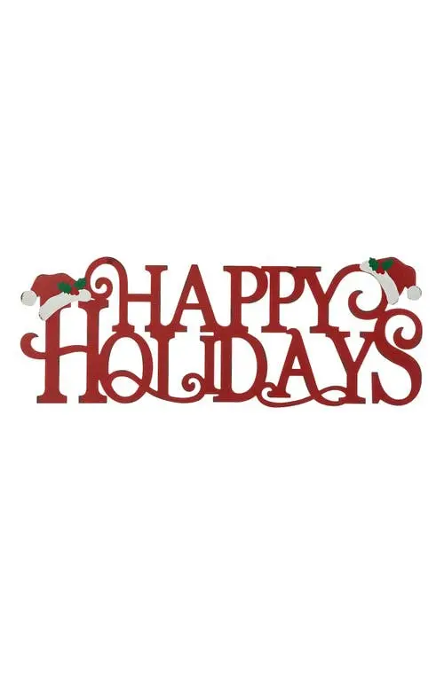 GLITZHOME Metal Merry Christmas Or Happy Holidays Wall Decor - Green