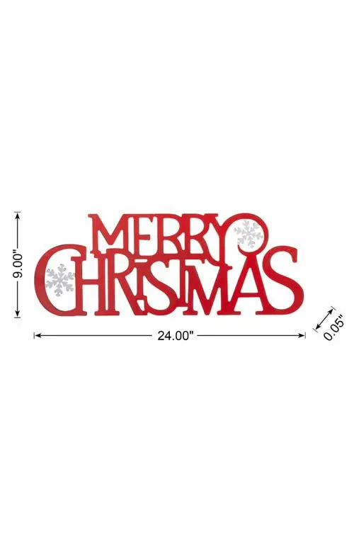 GLITZHOME Metal Merry Christmas Or Happy Holidays Wall Decor - Red