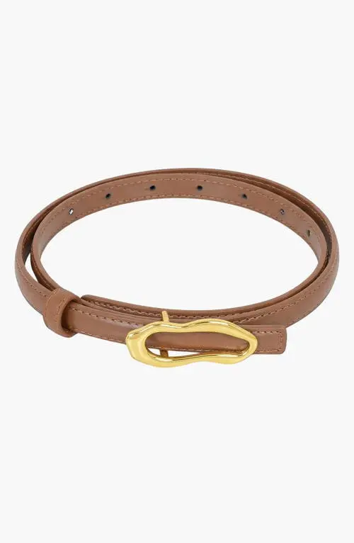 MODENAIRE Slim Leather Belt With Sculptural Buckle Detail