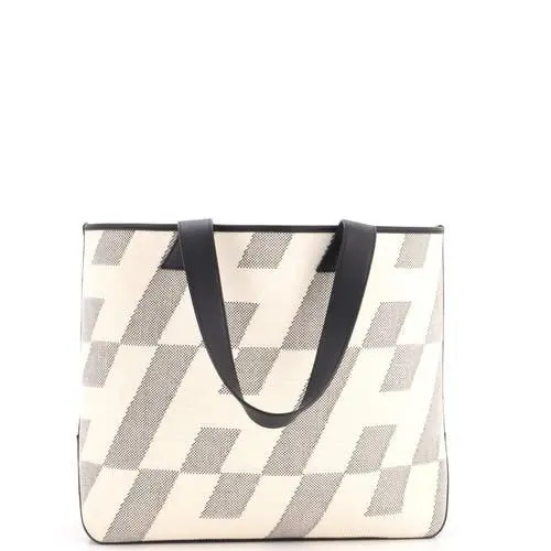 Hermès Cabas H En Biais Tote Canvas With Leather 40