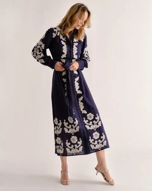 CARTOLINA Ophelia Linen Midi Shirtdress
