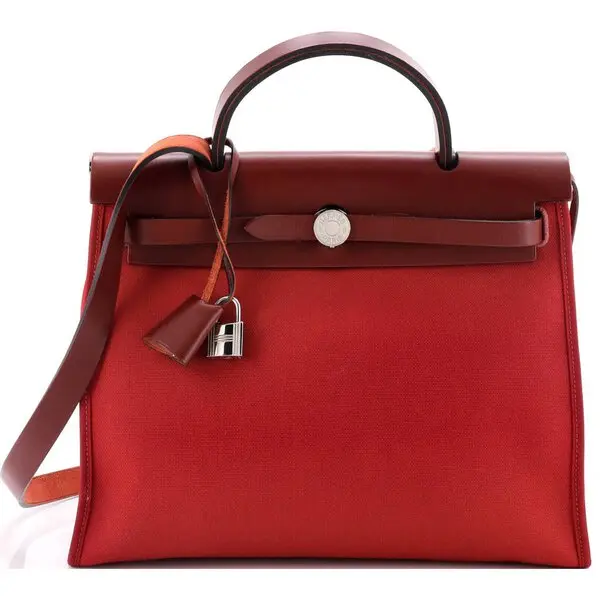 Hermès Herbag Zip Leather And Toile 31