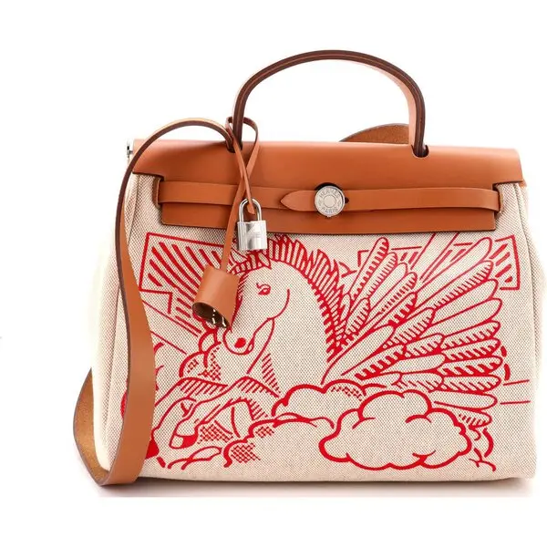 Hermès Herbag Zip Pegase Pop Toile And Leather 31 - White