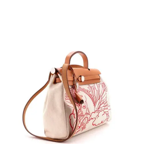 Hermès Herbag Zip Pegase Pop Toile And Leather 31 - White