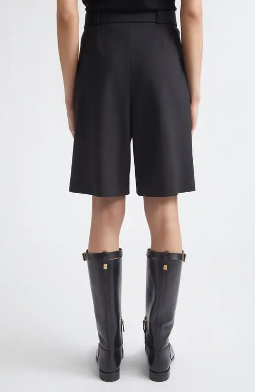Eleventy Belted Stretch Virgin Wool Shorts