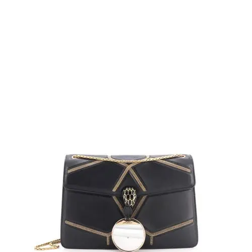 BVLGARI Glam Rebel Serpenti Forever Shoulder Bag Chain Embellished Quilted Leather Medium