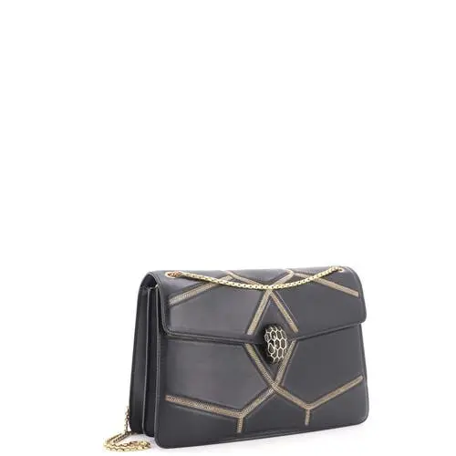 BVLGARI Glam Rebel Serpenti Forever Shoulder Bag Chain Embellished Quilted Leather Medium