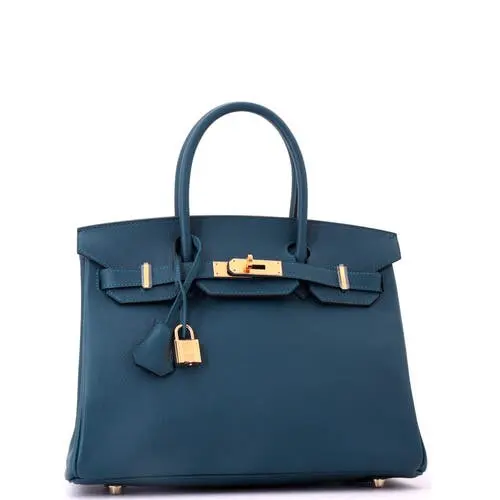 Hermès Birkin Handbag Epsom With Gold Hardware 30 - Blue