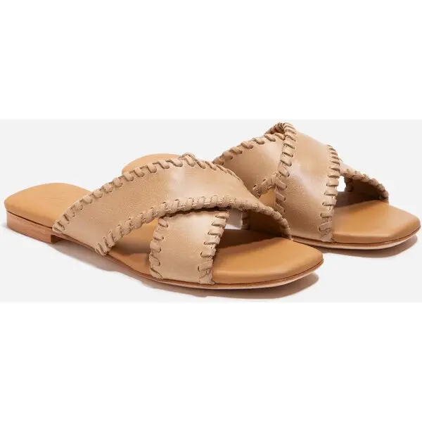 Nisolo Catalina Whipstitch Slide Sandals - Almond